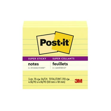 Post-it Super Sticky Lined Notes, 4" x 6", Canary Yellow, 3 Pack ...