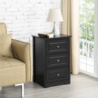 COSVALVE Black Square Side End Table Nightstand with Glass Top, Shelf ...