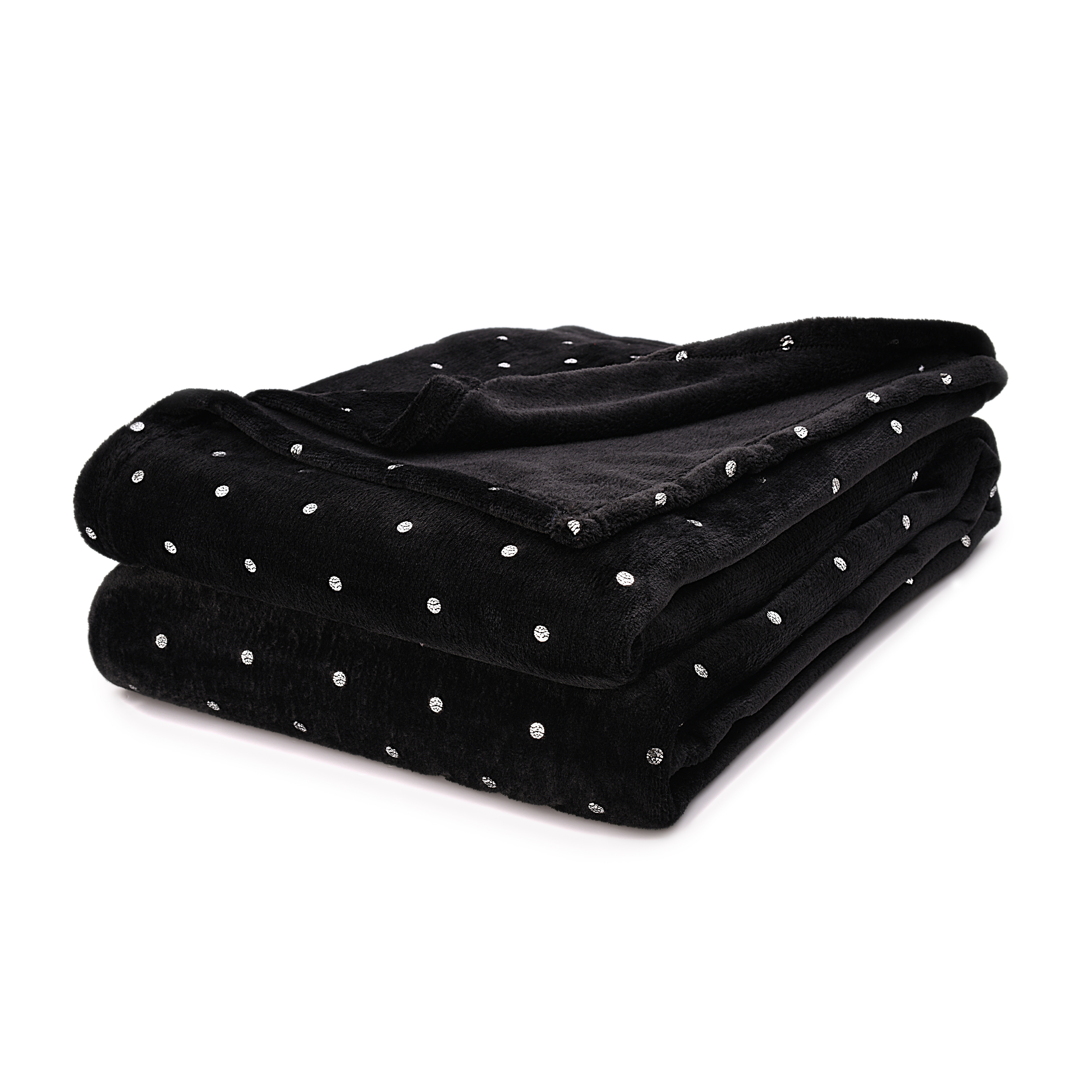 Impressions Metallic Shimmer Polka Dot Print Reversible Fleece Blanket ...