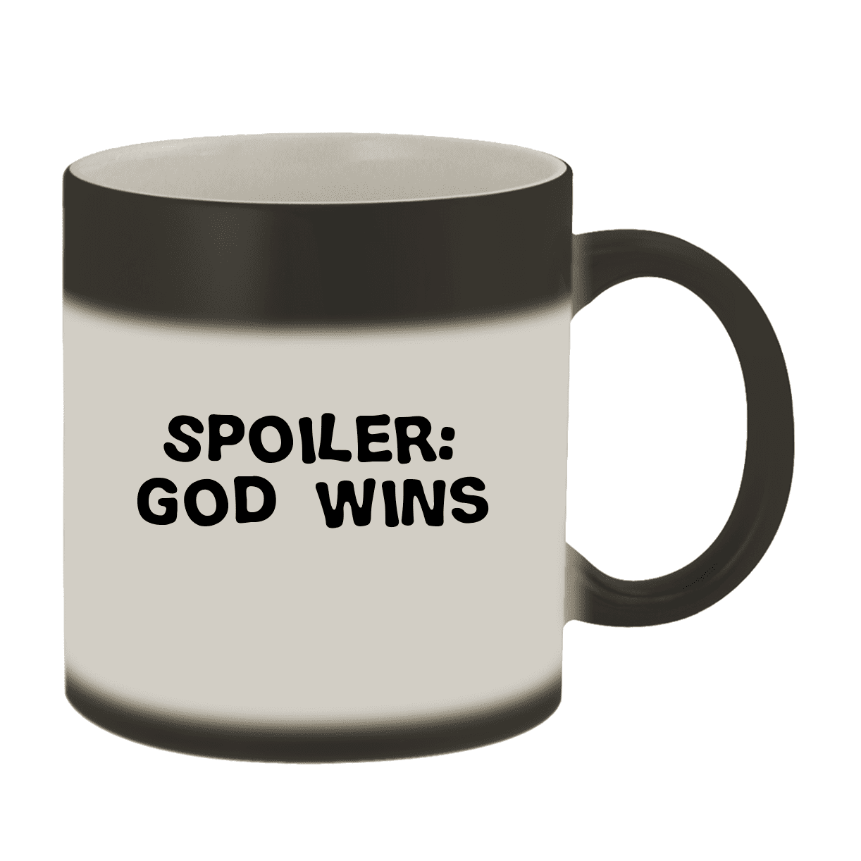 Spoiler: God Wins - 11oz Magic Color Changing Mug, Matte Black ...