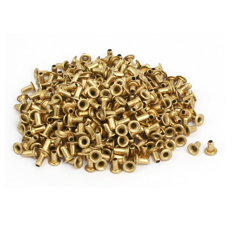 500pcs M2x4mm Brass Plated Metal Hollow Eyelets Rivets Gold Tone ...