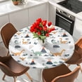 Cartoon Dinosaurs Volcano Cloud Round Fitted Tablecloth with Elastic ...