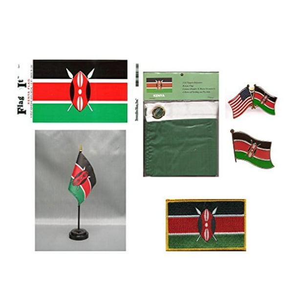 Kenya Heritage Flag Pack - Includes a Kenyan 3x5' Flag, Vinyl Flag ...