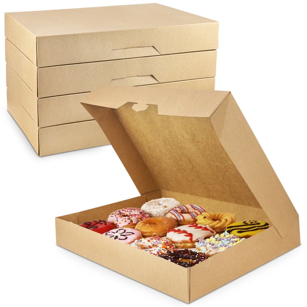 [18 Pack] Kraft Bakery Box - 15x11.5x2.25 Inch Auto-Popup Donut Boxes ...