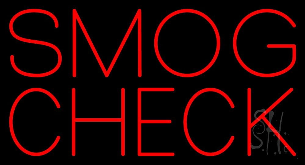 Red Smog Check LED Neon Sign 20 x 37 - inches, Clear Edge Cut Acrylic ...