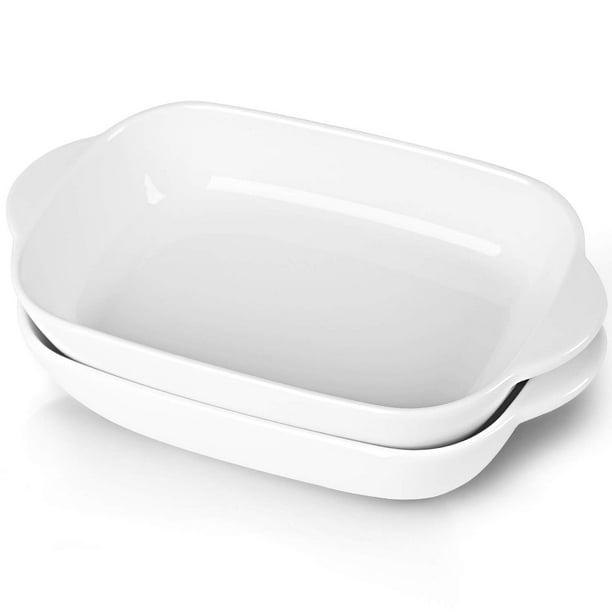 Ceramic Small Baking Dish, Porcelain 2-Piece Rectangular Bakeware with ...