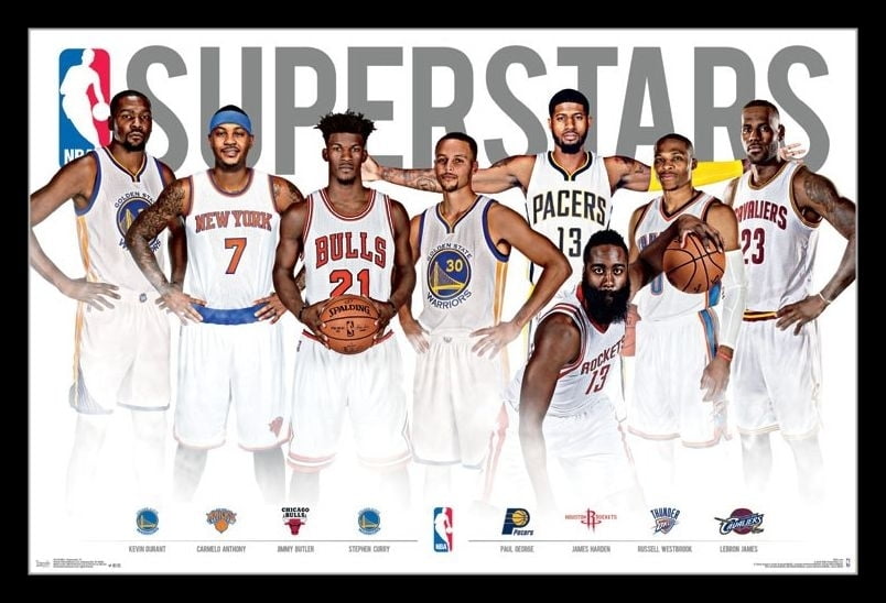 NBA - Superstars 16 Laminated & Framed Poster Print (34 x 22) - Walmart ...
