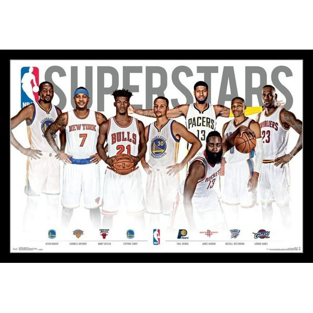 NBA - Superstars 16 Laminated & Framed Poster Print (34 x 22) - Walmart ...