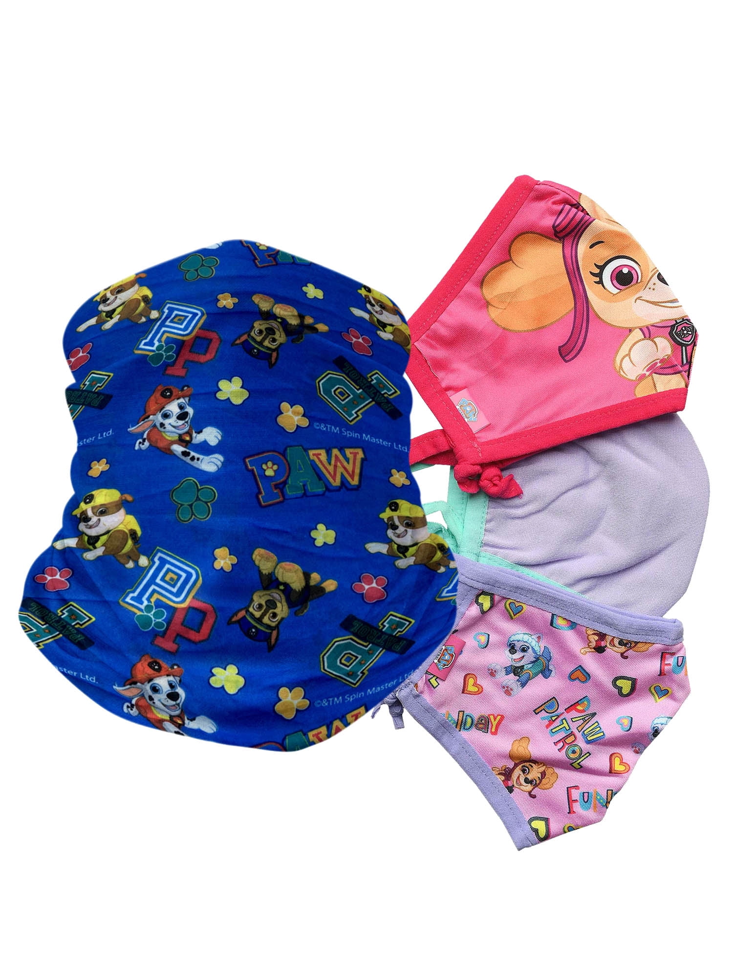 Girls Kids Paw Patrol Pink 3-Pack Reusable Face Masks & Neck Face Cover ...