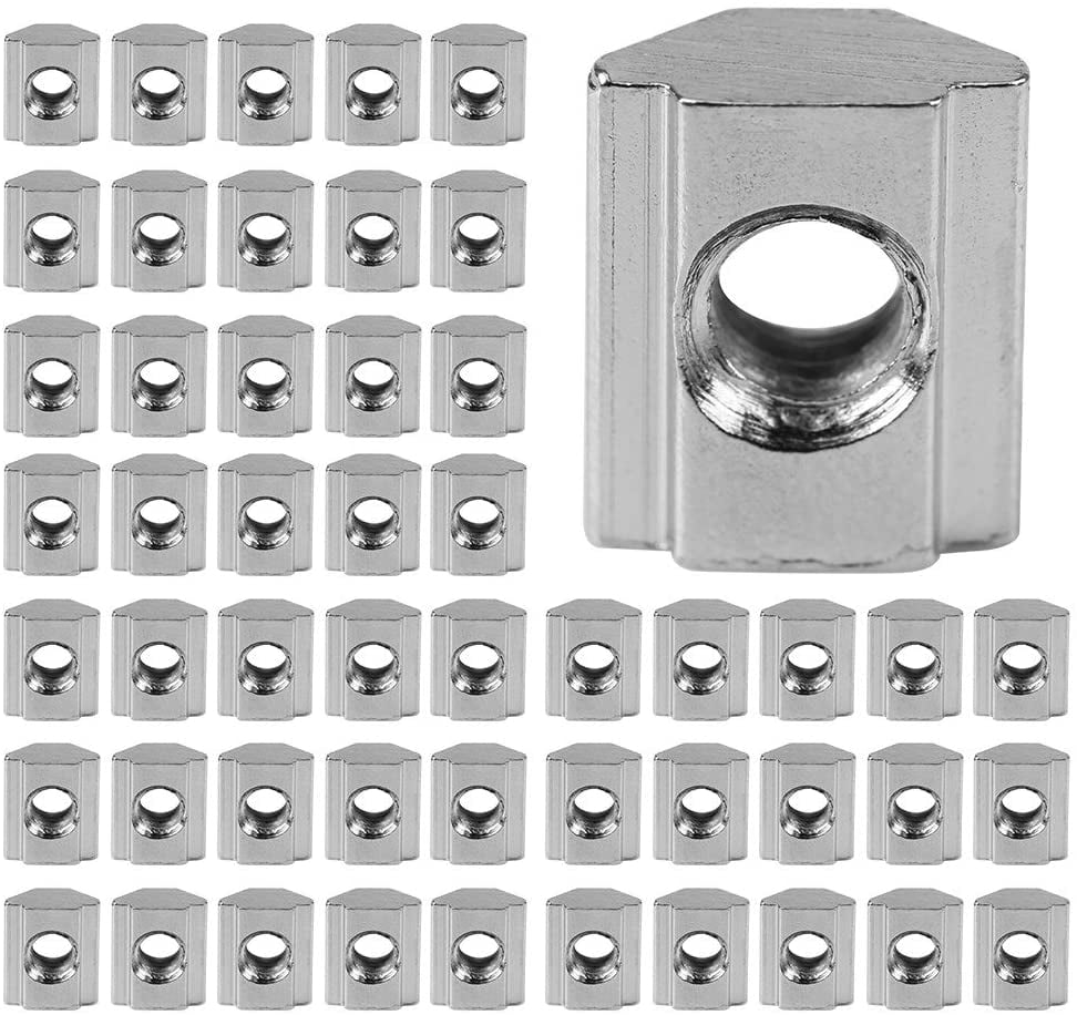 Paquete de 50 tuercas en T deslizantes XCF Superficie niquelada de ...