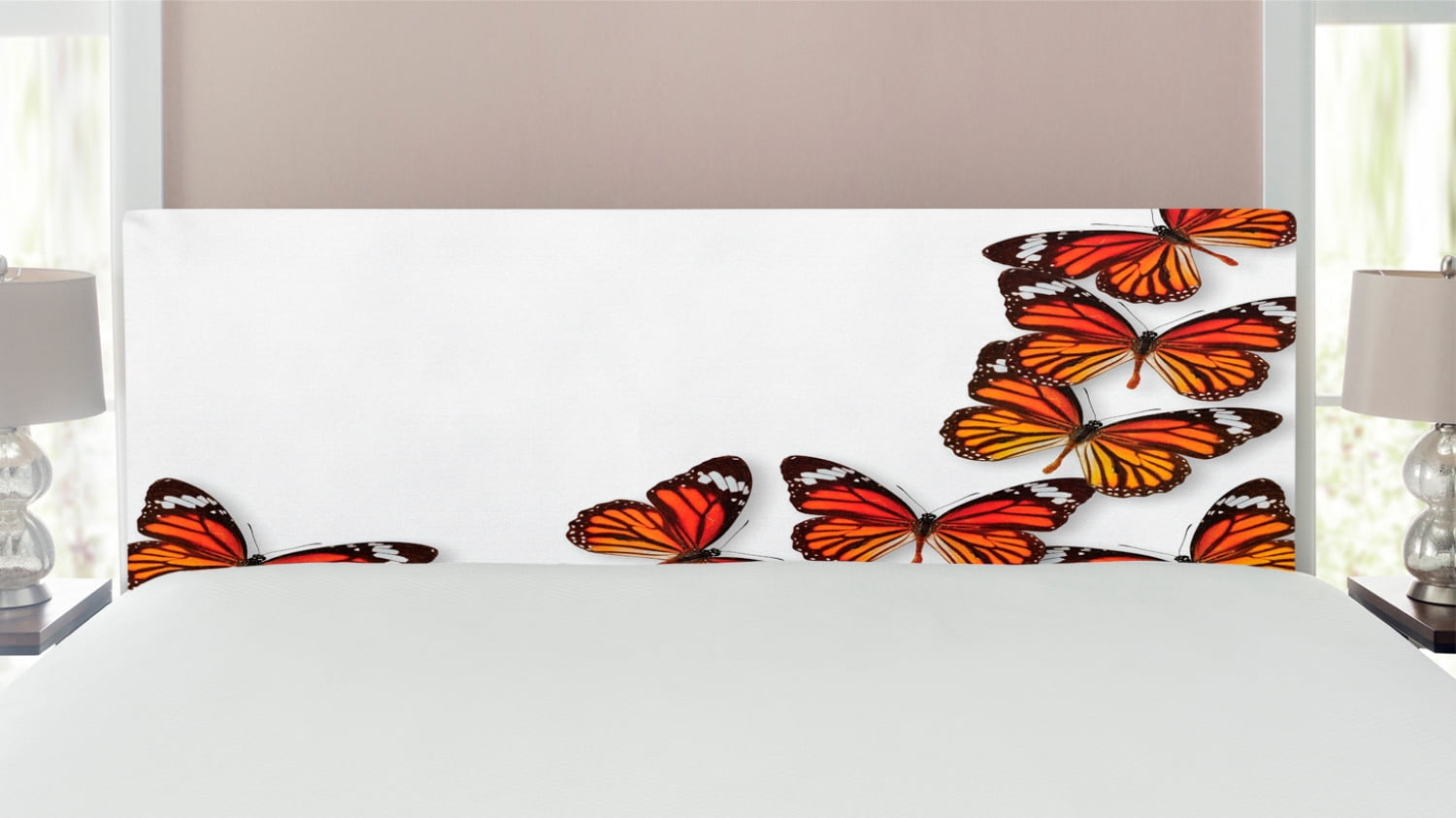 Butterflies Headboard, Monarch Butterfly Flying Frame Insect Exotic ...