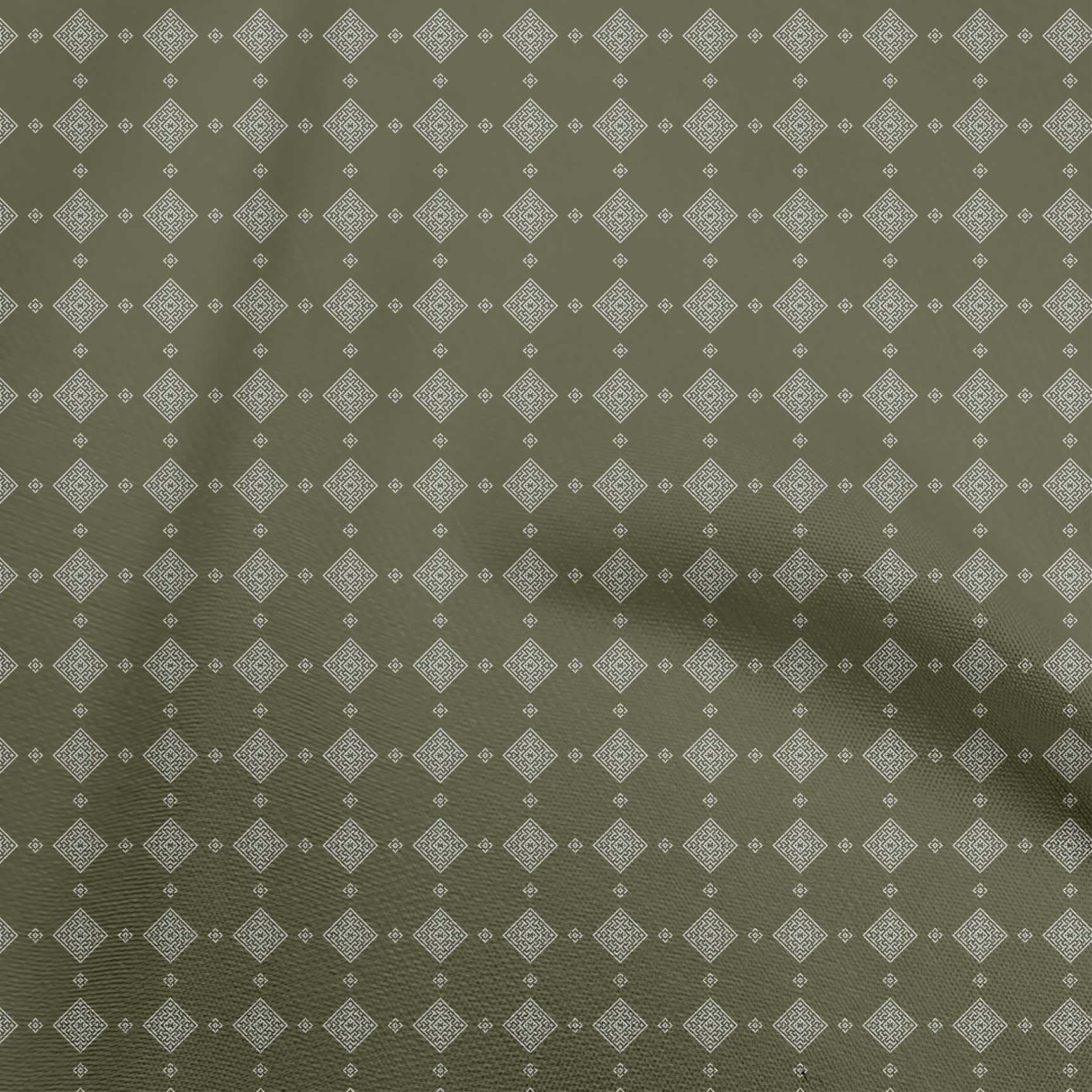 oneOone Silk Tabby Dark Olive Green Fabric Geometric Quilting Supplies ...
