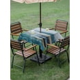 Blue Grey Oil Painting Square Outdoor Tablecloth with Umbrella Hole ...