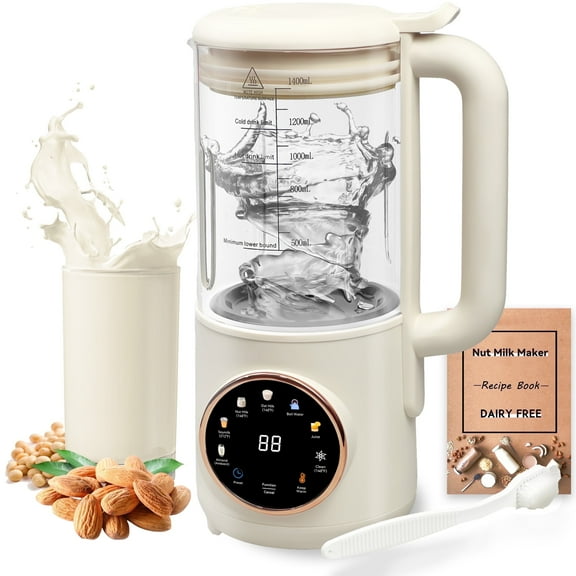 8-in-1 Automatic Nut Milk Maker Blender, 40.6oz Homemade Almond, Oat ...
