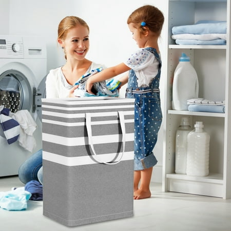 Clairlio 75/100L Clothes Storage Bucket Standing Foldable Laundry ...