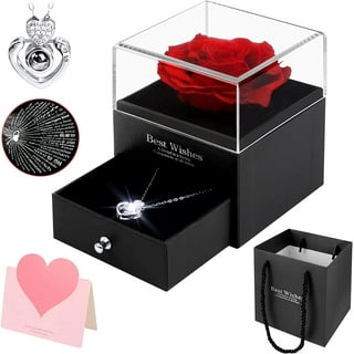 Preserved Rose Flower Gift Box with Bracelet Gifts,Handmade Eternal ...