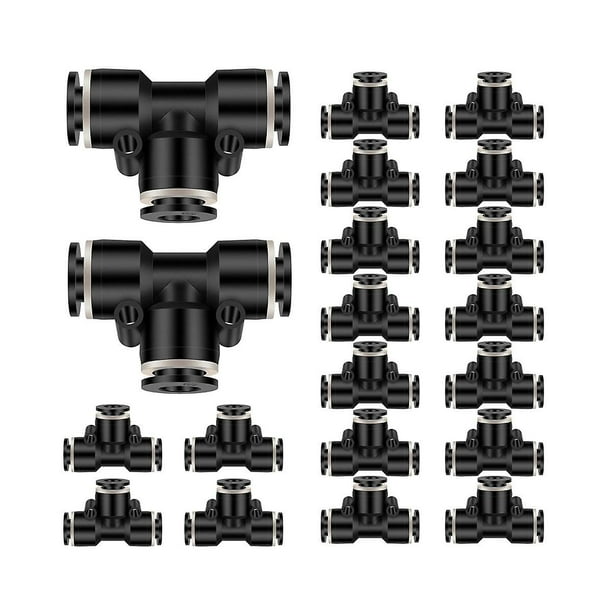 Pneumatic Tee Union Connect Fittings T Connector Splitter Air Line Tube ...