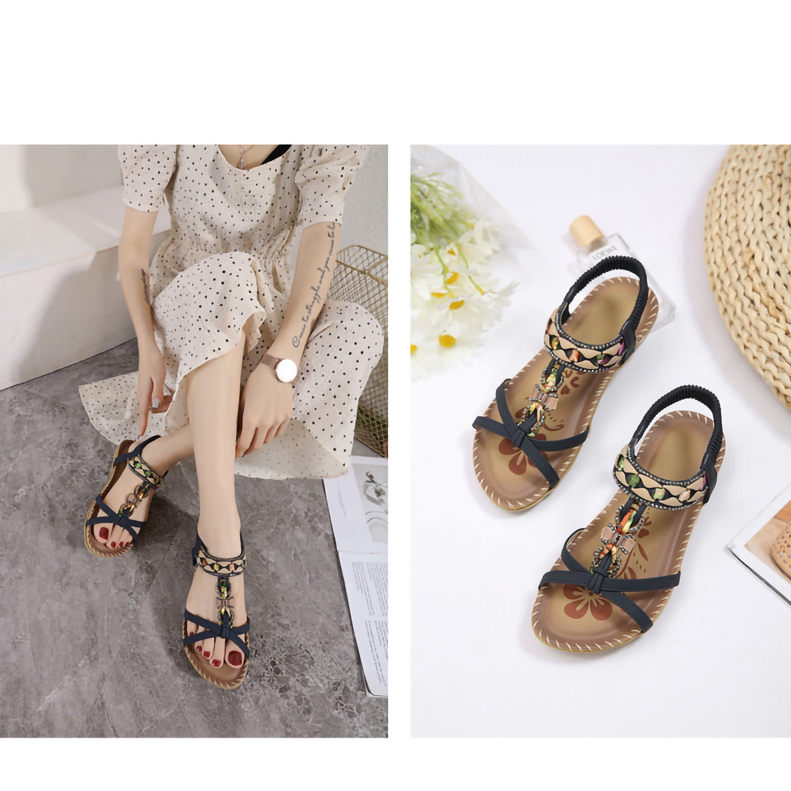 Click here for Lsljs Bohemian Flat Flower Rhinestone Sandals Oute... prices