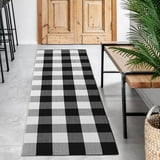 PK.ZTopia Buffalo Plaid Area Layering Check Rug, 24 x 71 Inches, Black ...