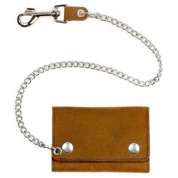 Mascorro - Men's Mid-Size Tri-Fold Biker Styled Chain Wallet, Genuine ...
