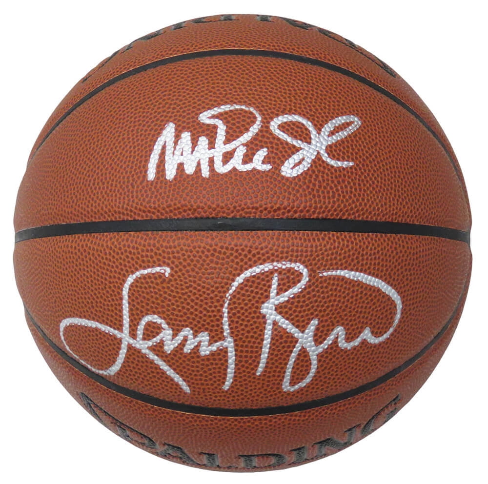 Larry Bird & Magic Johnson Signed Spalding Ultimate I/O NBA Basketball ...