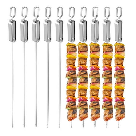 Set of 10 skewers - 35 cm long skewers - with slider - reusable - wide flat skewers | Walmart Canada