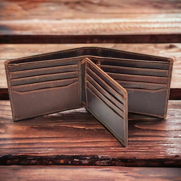 Slim Genuine Bifold RFID Leather Wallet for Men with Flip Up ID in ...