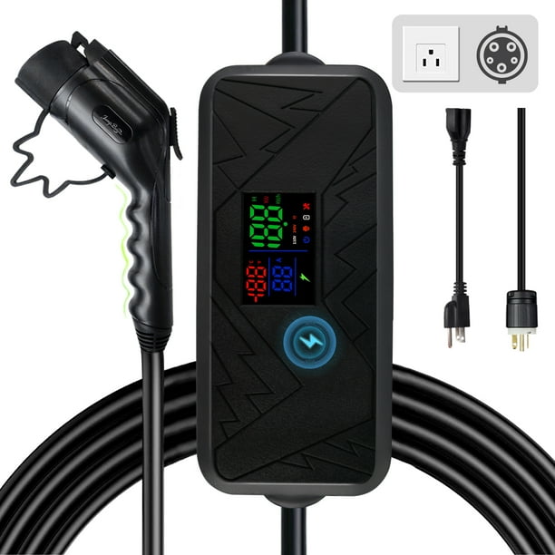 Jump Booster EV Charger Level 1-2, 110-240V Adjustable Current 10-16A ...