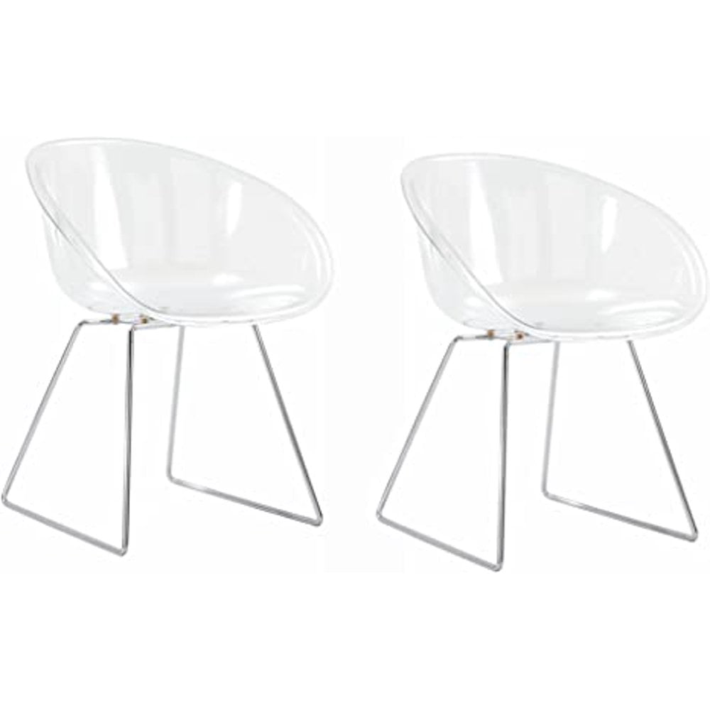 GZXS Clear Acrylic Dining Chairs Set of 2, Modern Plastic Shell ...