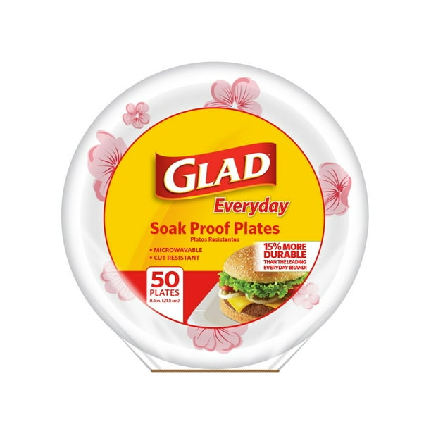 Glad Paper Plates, 8.5", Pink Flower, 50 Ct - Walmart.com