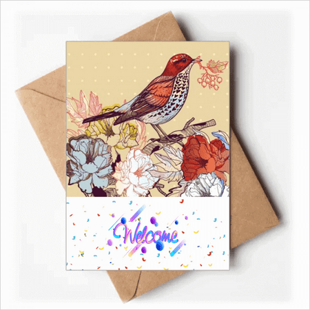 Birds Branch Flowers Fruit Welcome Back Greeting Cards Envelopes Blank ...