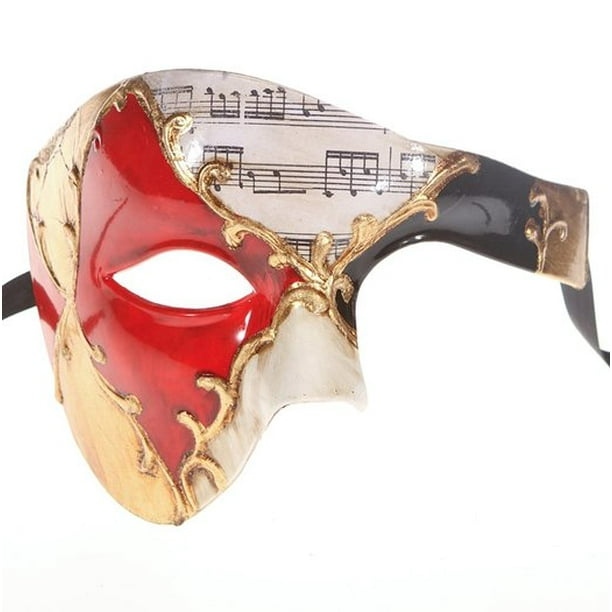 Men Phantom Of The Opera Half Face Masquerade Mask Red and Gold Musical ...