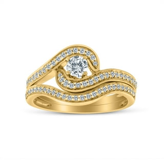 Forever Bride 10K Yellow Gold 1/2 CTTW Diamond Channel Bridal Set ...