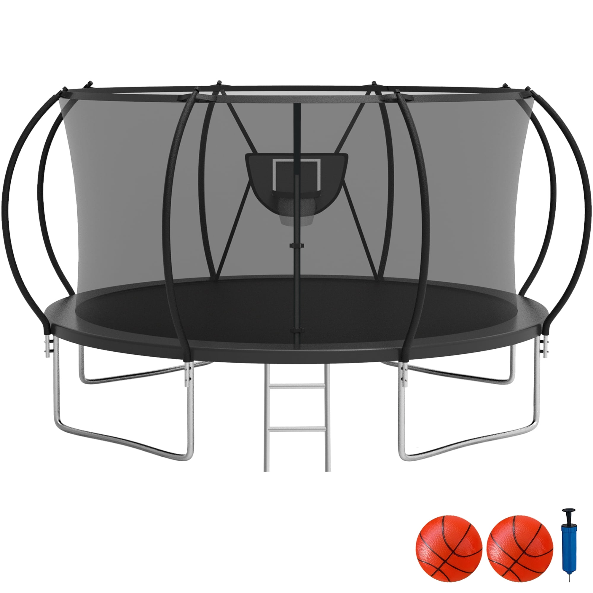 KOFUN Trampoline avec Panier de Basket, 1500lbs 10 Pieds 12 Pieds 14 ...