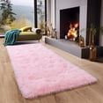 Super Soft Plush Runner Rug for Bedroom, Modern Shag Area Rug in Pink ...