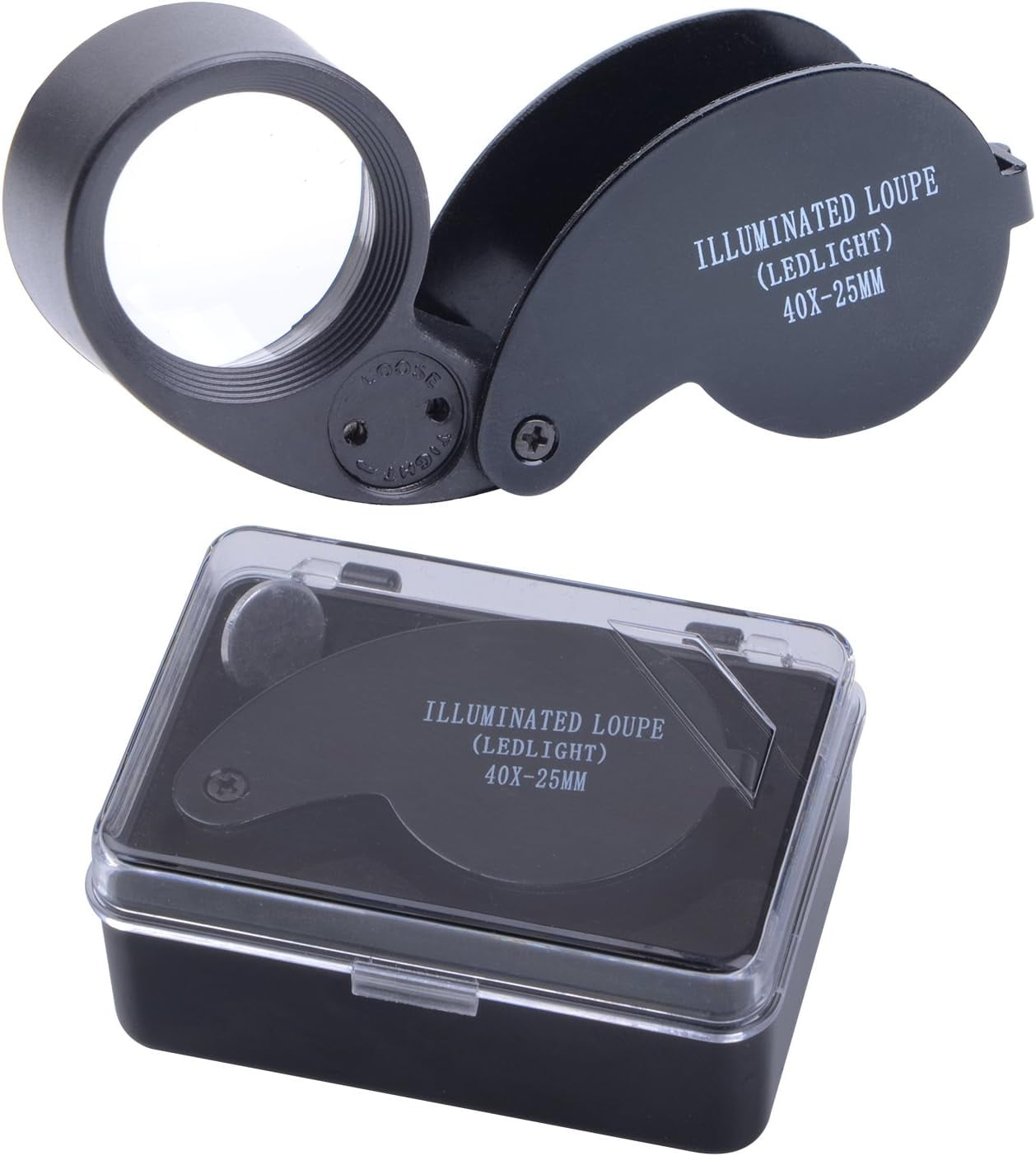 Lupa de bolsillo deslizable y ligera con aumento de 40X y luz LED para ...