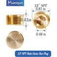 BDKWID-Brass Hex Plug 1/2" NPT Male Pipe Fitting Counter Sunk Plug ...