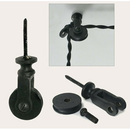 Wall/Ceiling Mount Threaded Screw Pulley Set/2 Steampunk Light Rope ...