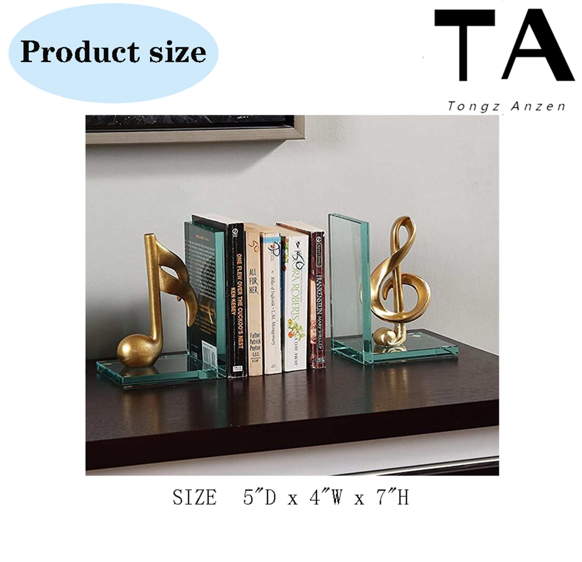 Decorative Gold Musical Notes Glass Bookends - Walmart.com