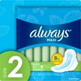 Always Maxi Size 2 Long Super Pads with Wings, Overnight Protection (90 ...