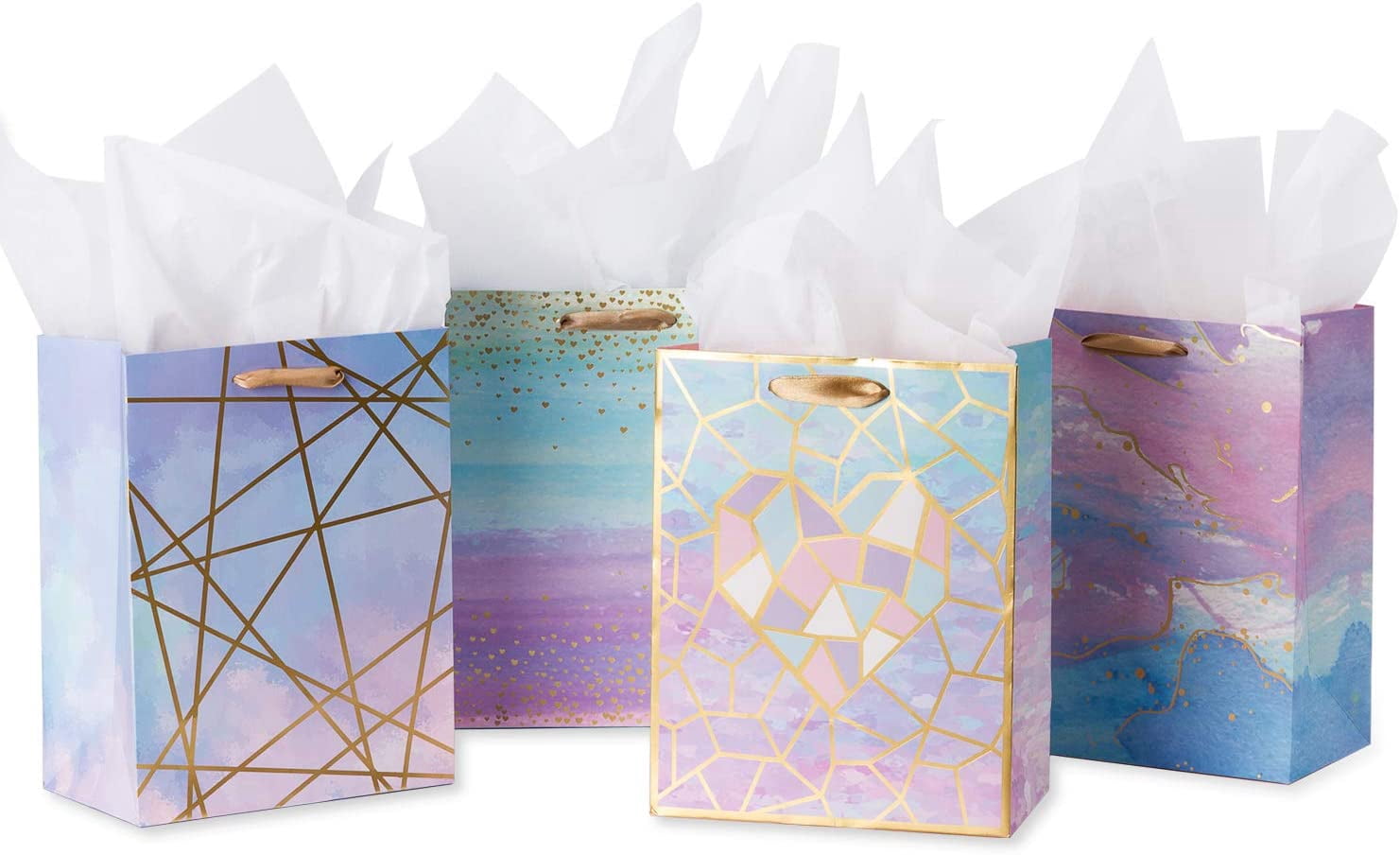 Medium Size Gift Bags - Colorful Marble Pattern Gift Bag with Tissue ...