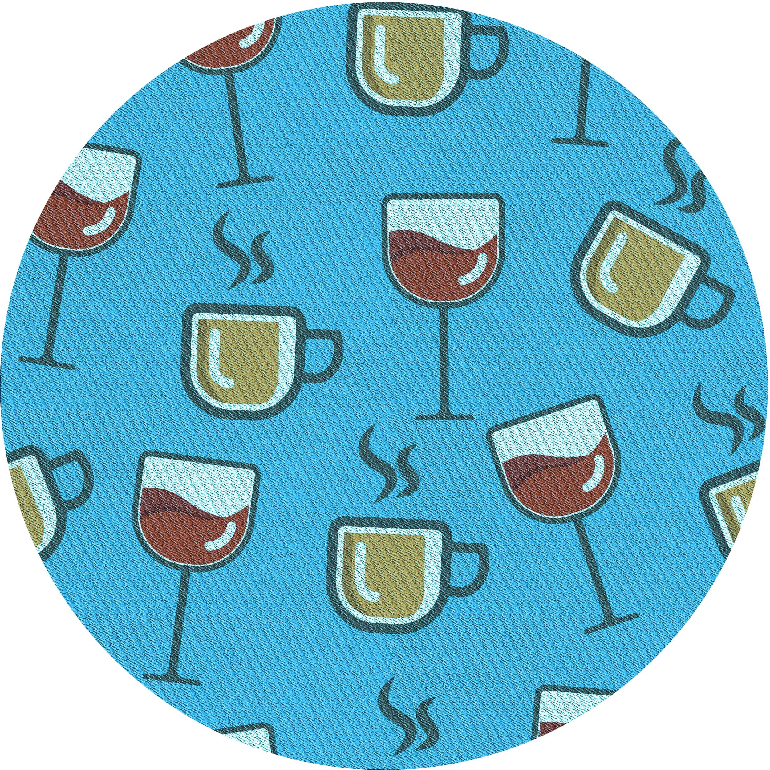 Ahgly Company Indoor Round Patterned Blue Ivy Blue Area Rugs, 5' Round ...