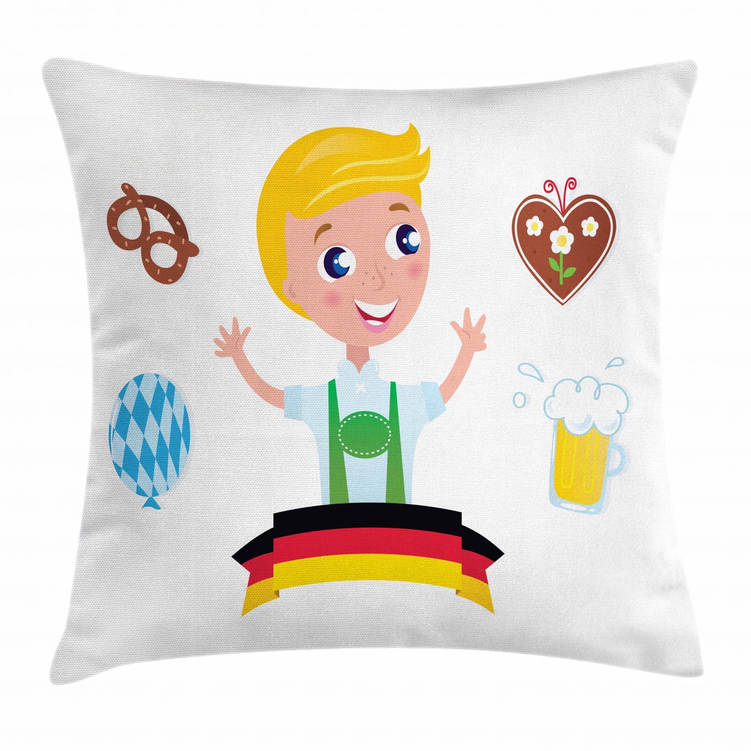 German Throw Pillow Cushion Cover, Bavarian Boy with Blonde Hair with ...