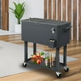 SamyoHome 80QT Trolley Cooler Cart, Plastic, Shelf, Wheels ...