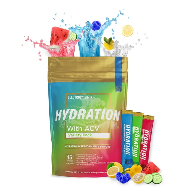 Essential elements Hydration Variety Pack | Electrolyte Supplement with ACV & Vitamin C, 100mg ...