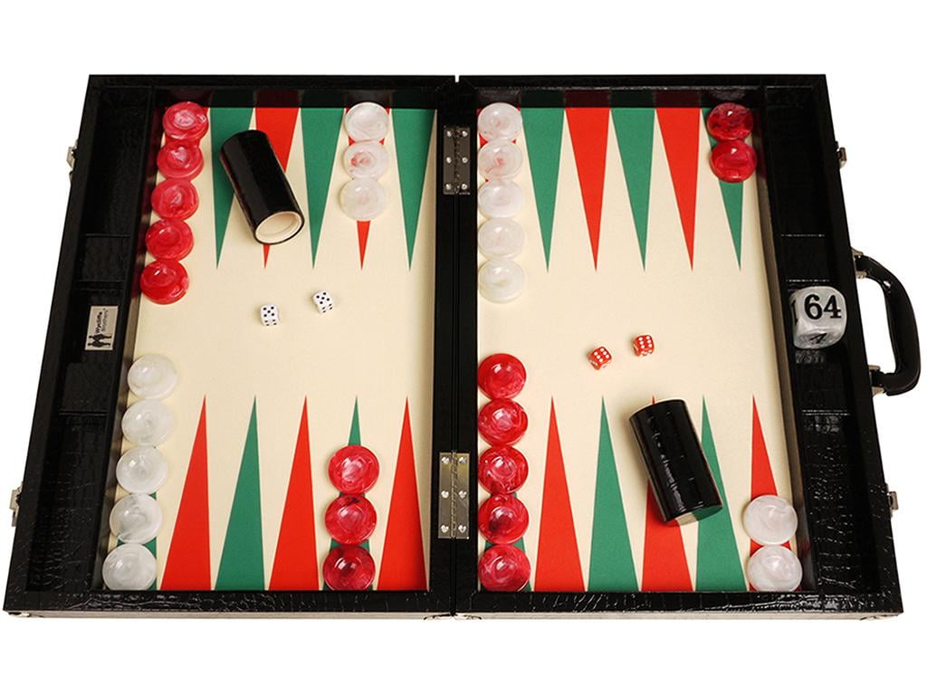 Wycliffe Brothers 21-inch Tournament Backgammon Set - Black Croco Case ...