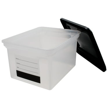 Advantus File Tote Storage Box w/Lid, Legal/Letter, Plastic, Black ...