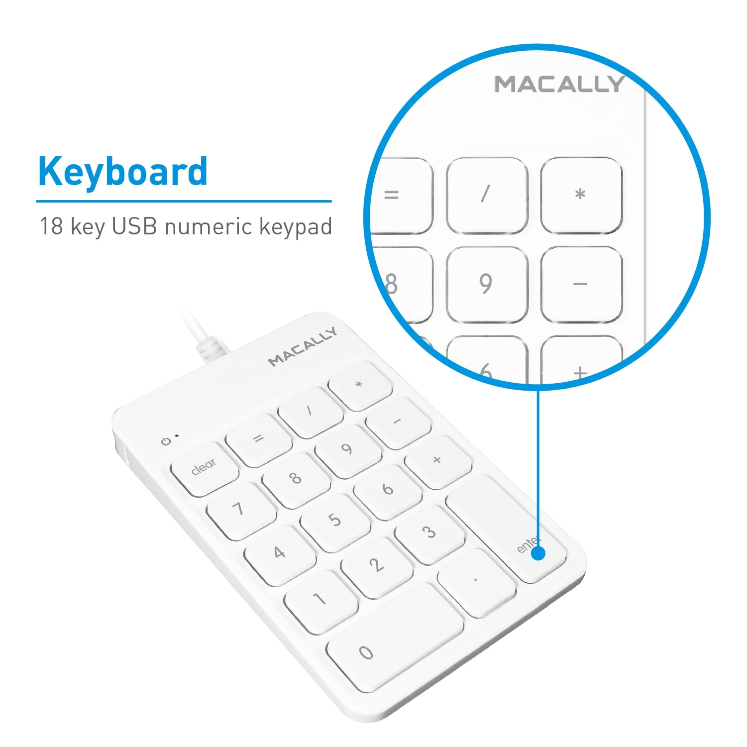 Buy Macally Wired USB Numeric Keypad Keyboard for Laptop, Apple Mac iMac MacBook Pro/Air ...