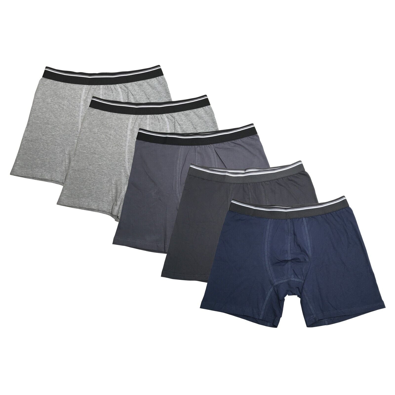 5PK Assorted Mens Cotton Boxer Briefs Comfort Flexible Soft Waistband ...