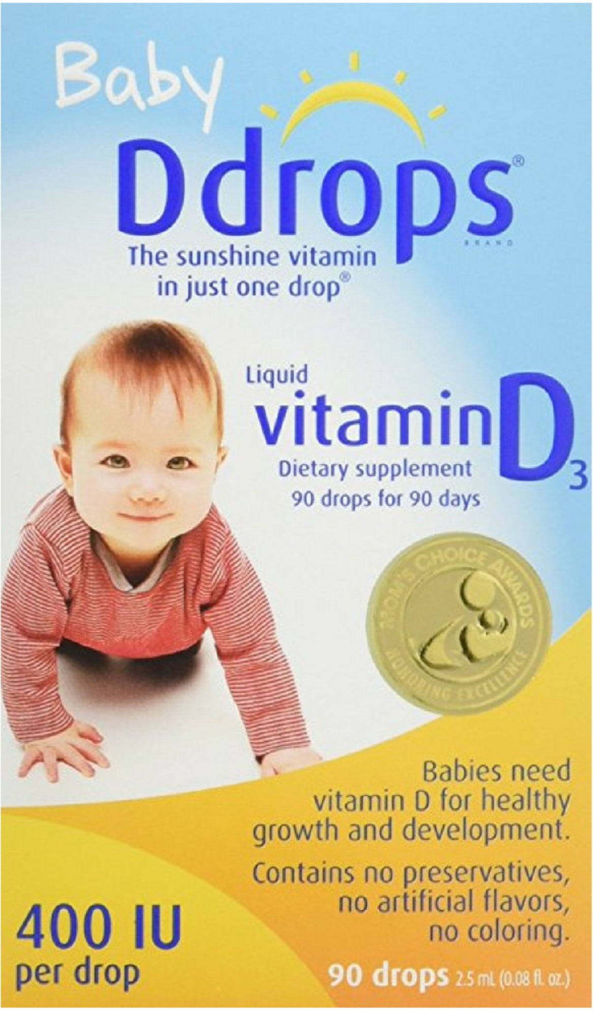 Ddrops Baby Liquid Vitamin D3 400 IU 2.50 mL (90 drops) (Pack of 2 ...
